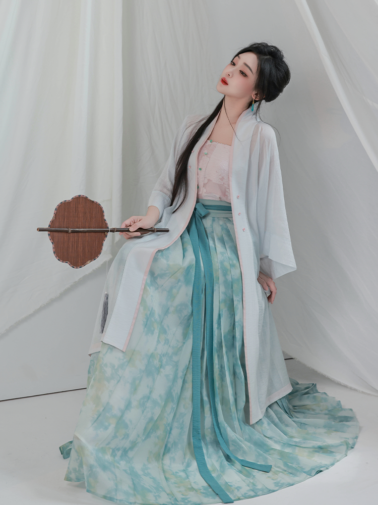 Song Dynasty Modern Hanfu Changgan Temple Cardigan and Pleated Skirt ...