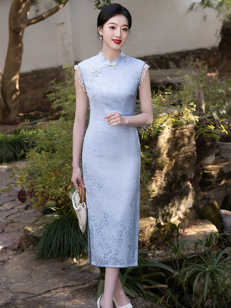 Sleeveless Floral Long Cheongsam | Theodore – Hanfu Story