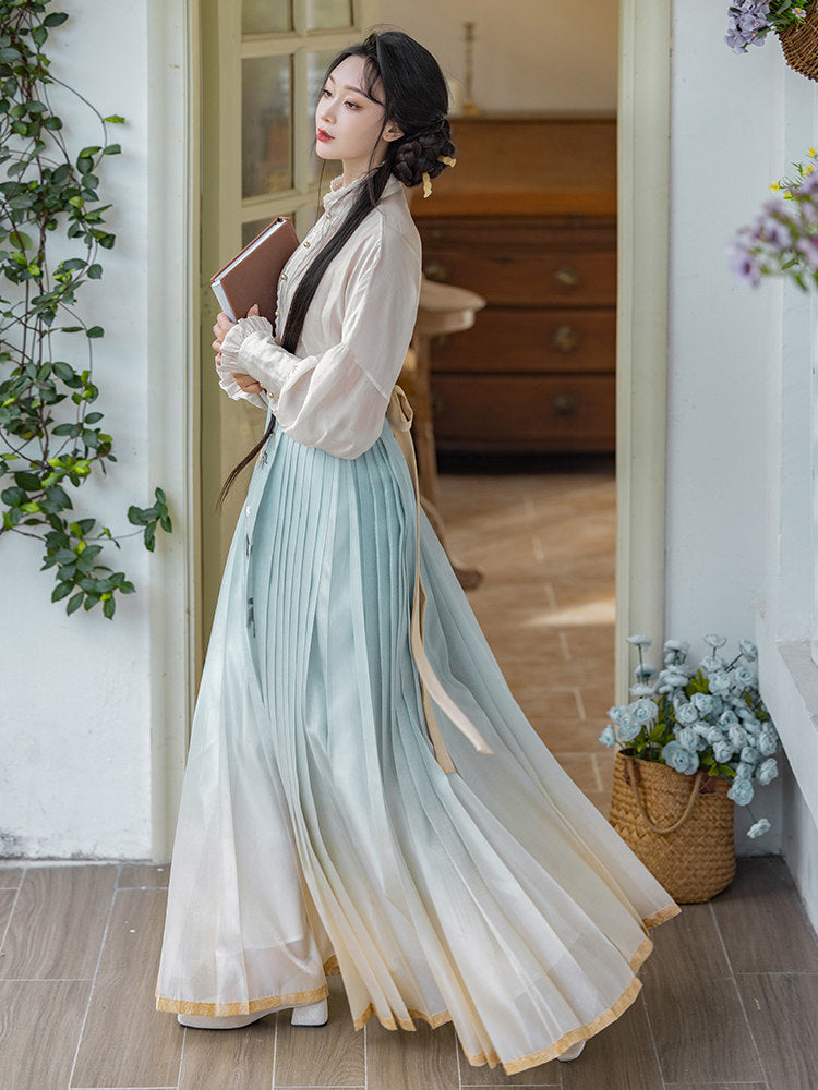 New Chinese Style Long Sleeve Top and Gradient Embroidered Mamianqun S ...