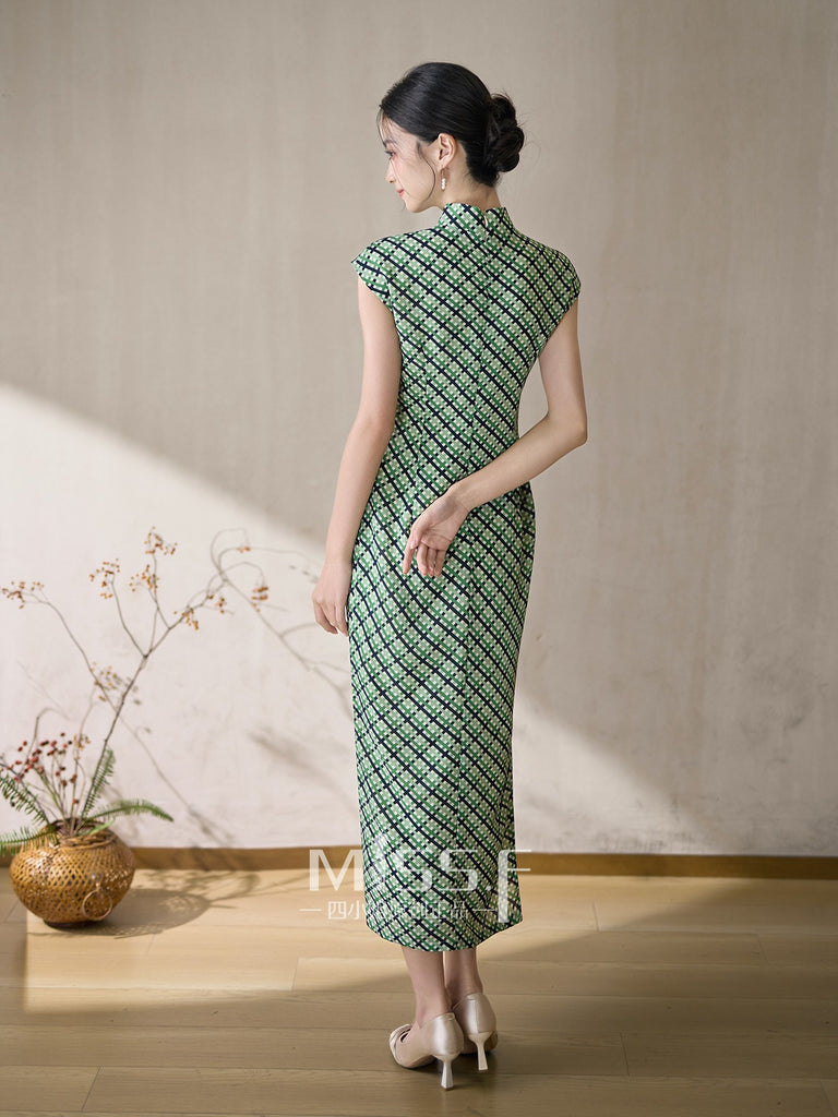 Short Sleeve Old Hong Kong Style Qipao | Jade – Hanfu Story
