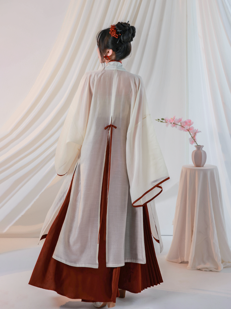 Song Dynasty Modern Hanfu Changgan Temple Beizi and Wrap Skirt - Crims ...