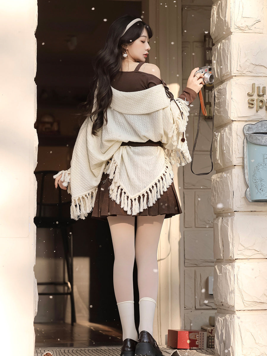 New Chinese Style Off Shoulder Knitted Cloak and Skirt - City Witch 城市 ...