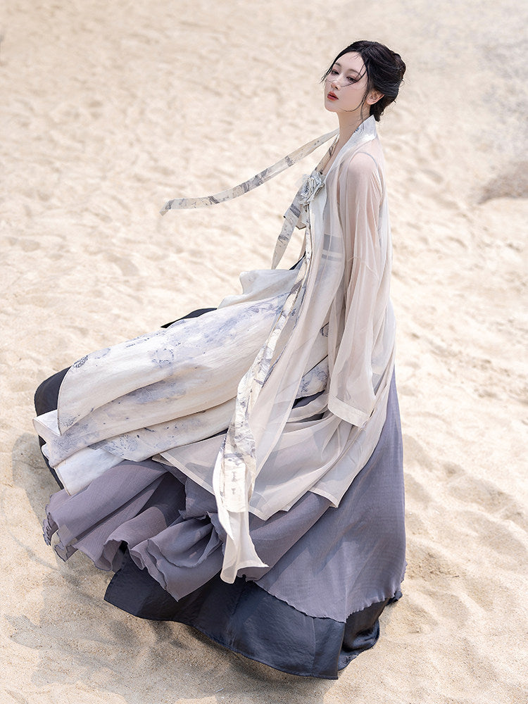 Song Dynasty Modern Hanfu Changgan Temple Beizi and Wrap Skirt - Worry ...