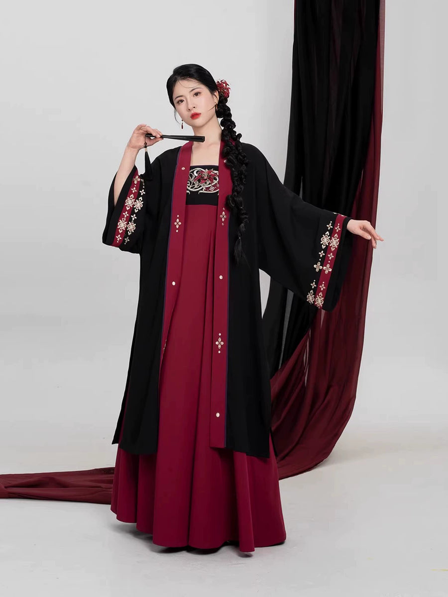 Tang Dynasty Modern Hanfu Set Changgan Temple Beizi and Slip Dress - C ...