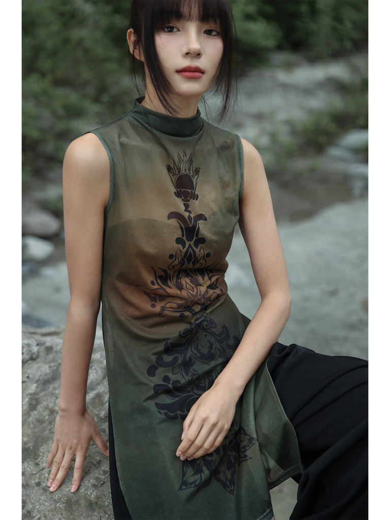 New Chinese Style See Through Mesh Sleeveless Top - Tang Dynasty Anecd ...