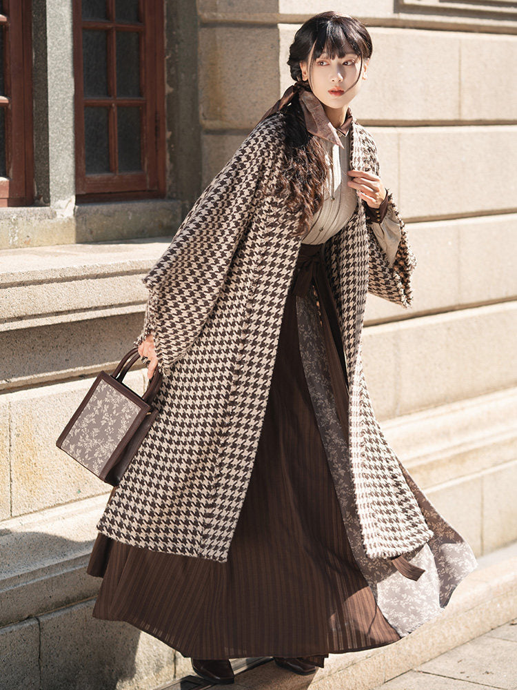 Song Dynasty Modern Hanfu Outerwear Changgan Temple Beizi and Wrap Ski ...