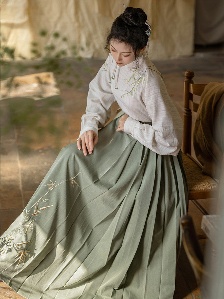 New Chinese Style Long Sleeve Top with Mamianqun Hanfu Set - Gratitude ...