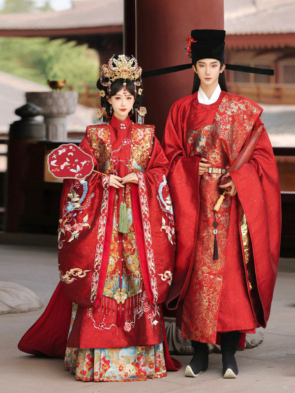 Ming Dynasty Chinese Wedding Hanfu Couple Set | Union of Phoenix & Qil ...