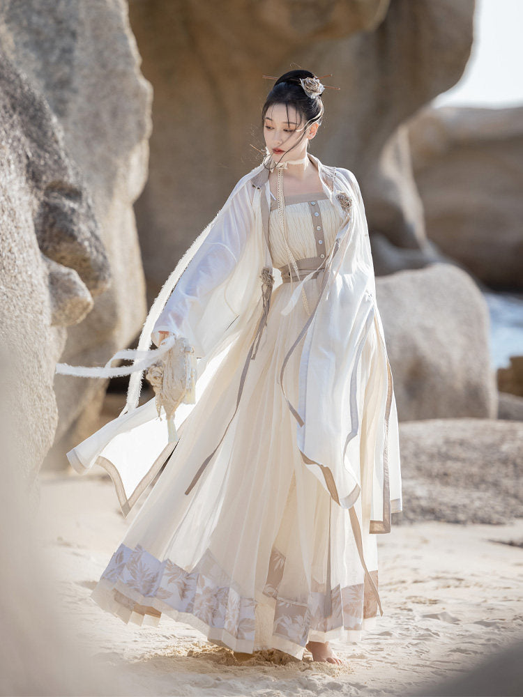 New Chinese Style Tencel Long Robe and Sheer Mamian Skirt Hanfu Set ...