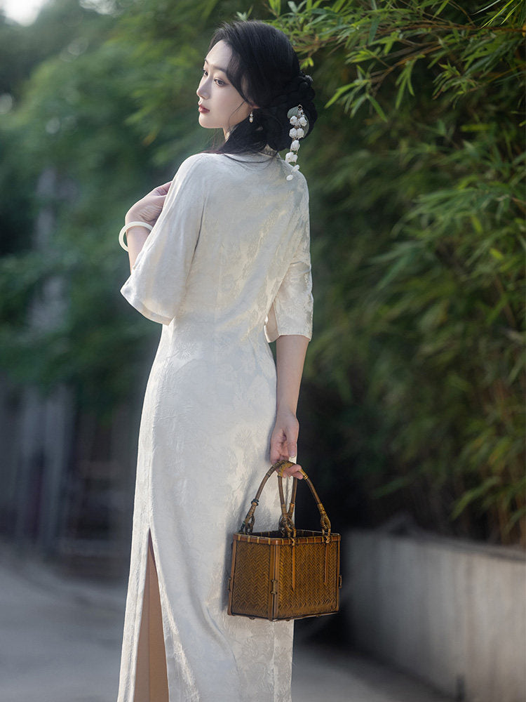 New Chinese Style Retro Flair Sleeve Cheongsam Dress - Still Spring 春不 ...