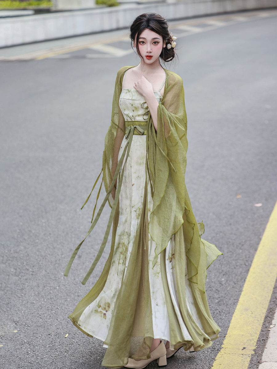 New Chinese Style Swing Dress with Fairy Cardigan - Jade Story 青玉案 (Pr ...