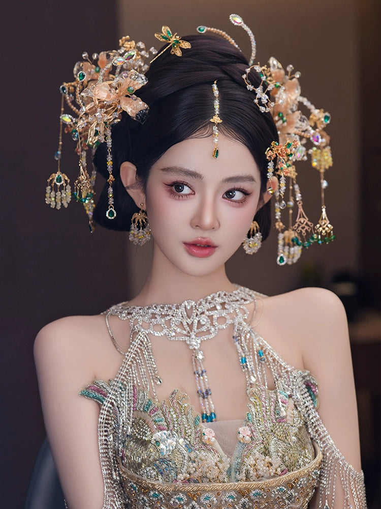 Champagne Bridal Hair Accessories Exquisite Forehead Pendant Headpiece ...