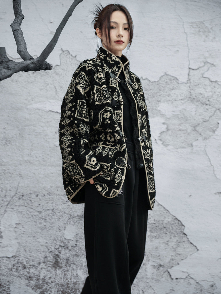 New Chinese Style Ancient Printed Pattern Wool Coat - Yihan 屹寒 – Hanfu ...