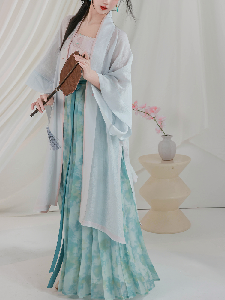 Song Dynasty Modern Hanfu Changgan Temple Cardigan and Pleated Skirt ...