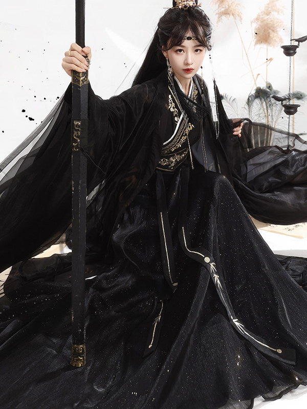 Wei Jin Dynasty Men and Women Qiyao Ruqun Hanfu | Starry Night 暗夜星辰 ...