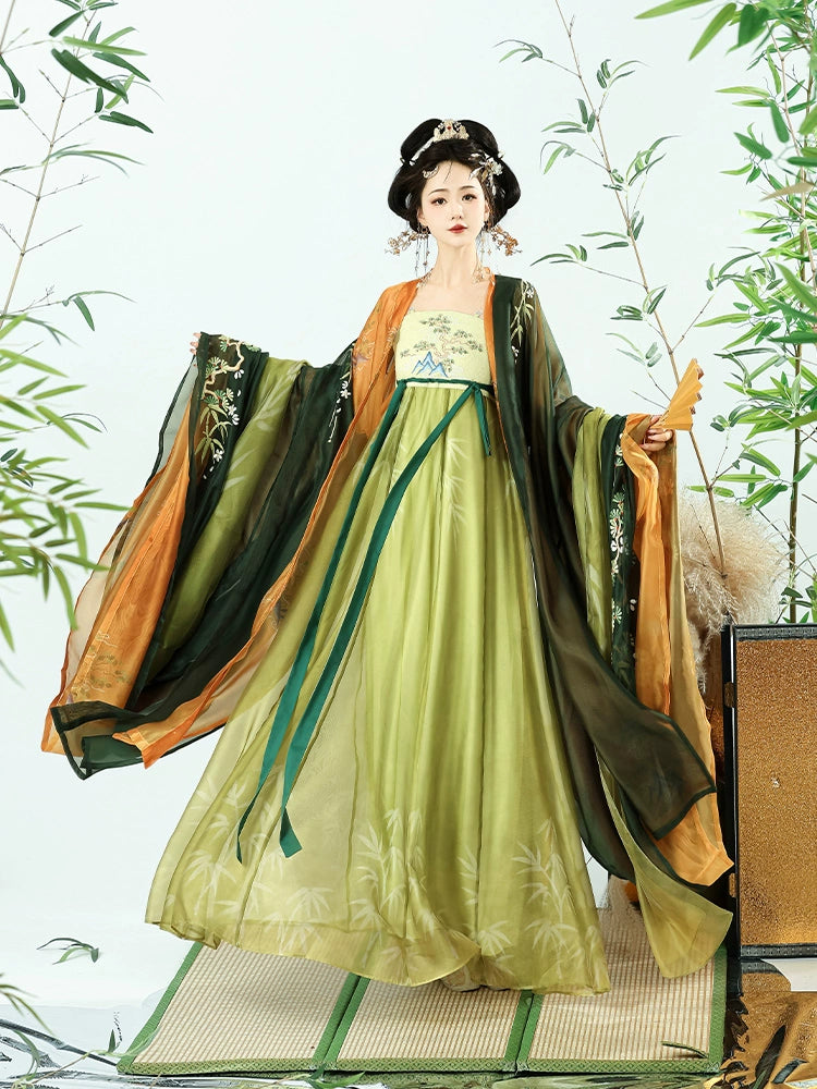 Bamboo Stream 竹涧松 - Tang Dynasty Style Hanfu Dress Heziqun – Hanfu Story