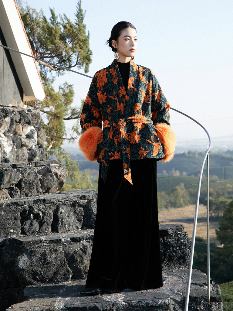 New Chinese Style Wool Blend Brocade Jacket - Shayue 沙玥 – Hanfu Story