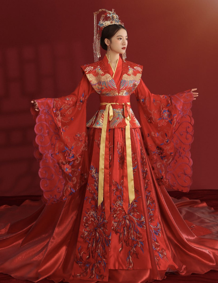 Modern Hanfu Chinese Wedding Gown, Phoenixes, Royalty – Hanfu Story
